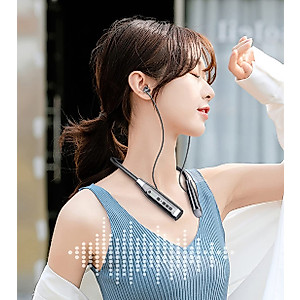 Bluetooth Headphones Neckband Wireless HeadsetTF card can be insertedwith MP3function100 Hours Long Battery Life Built-in Noise Cancelling Microphone Semi-in-Ear Earbuds foRunningDrivingWorking