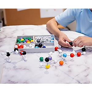 125-Piece Molecular Model Kit, Inorganic and Organic Chemistry Scientific Atom Molecular Models, Color-Coded Chemistry Set of Atoms and Molecules for Kids, STEM Set w/ Carrying Case - Atomic Architect