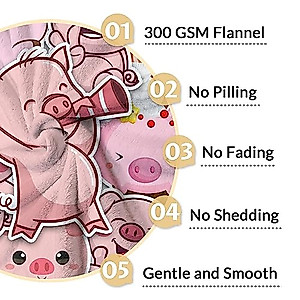 Pig Blanket Gifts - 50x60 Inches Cute Throw Blanket for Women & Girls - Pink Soft Fuzzy Plush Blankets for Bed, Couch, Sofa