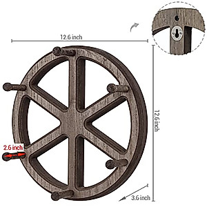 MyGift Wall Mounted Coffee Mug Holder Rack with Helm Shaped Design, Brown Solid Wood Hanging Cup Storage Rack with 6 Hooks