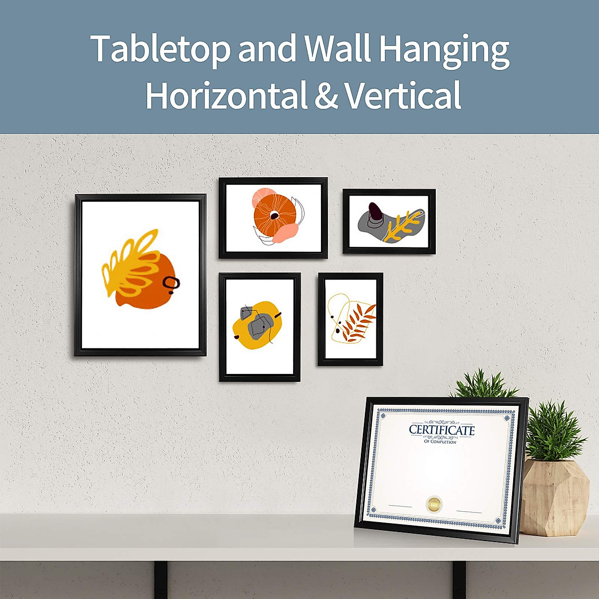 Giverny 8.5x11 Picture Frames, Black Photo Frames for Wall or Tabletop Display, Simple Design Glossy Finish Frame Perfect for Home Decoration, Office, Certificate Frame, Degree Frame