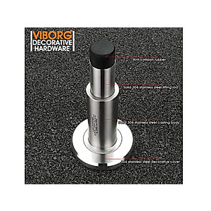 VIBORG Deluxe Adjustable Extra-Long Solid 304 Stainless Steel Extra-Thick Casting + Rubber Heavy Duty Door Stopper Wall Mount Mounted Built in Door Doorstop Bumper Door Stop, RS-38 (1)