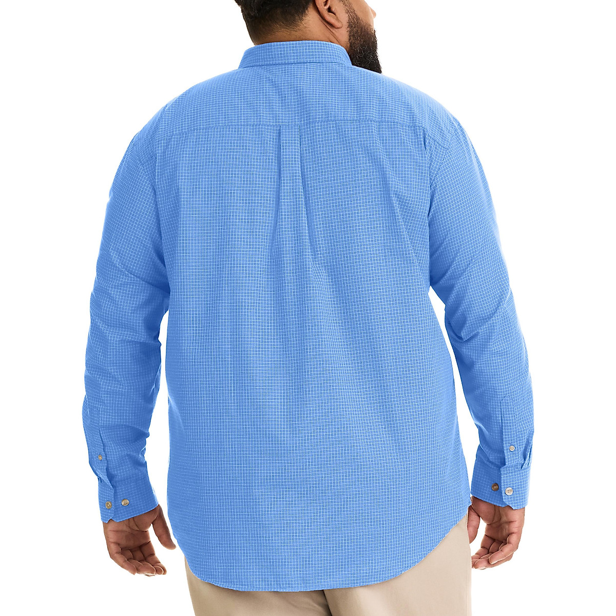 Van Heusen Men's Big Wrinkle Free Long Sleeve Button Down Shirt, Riviera Blue, 5X-Large Tall