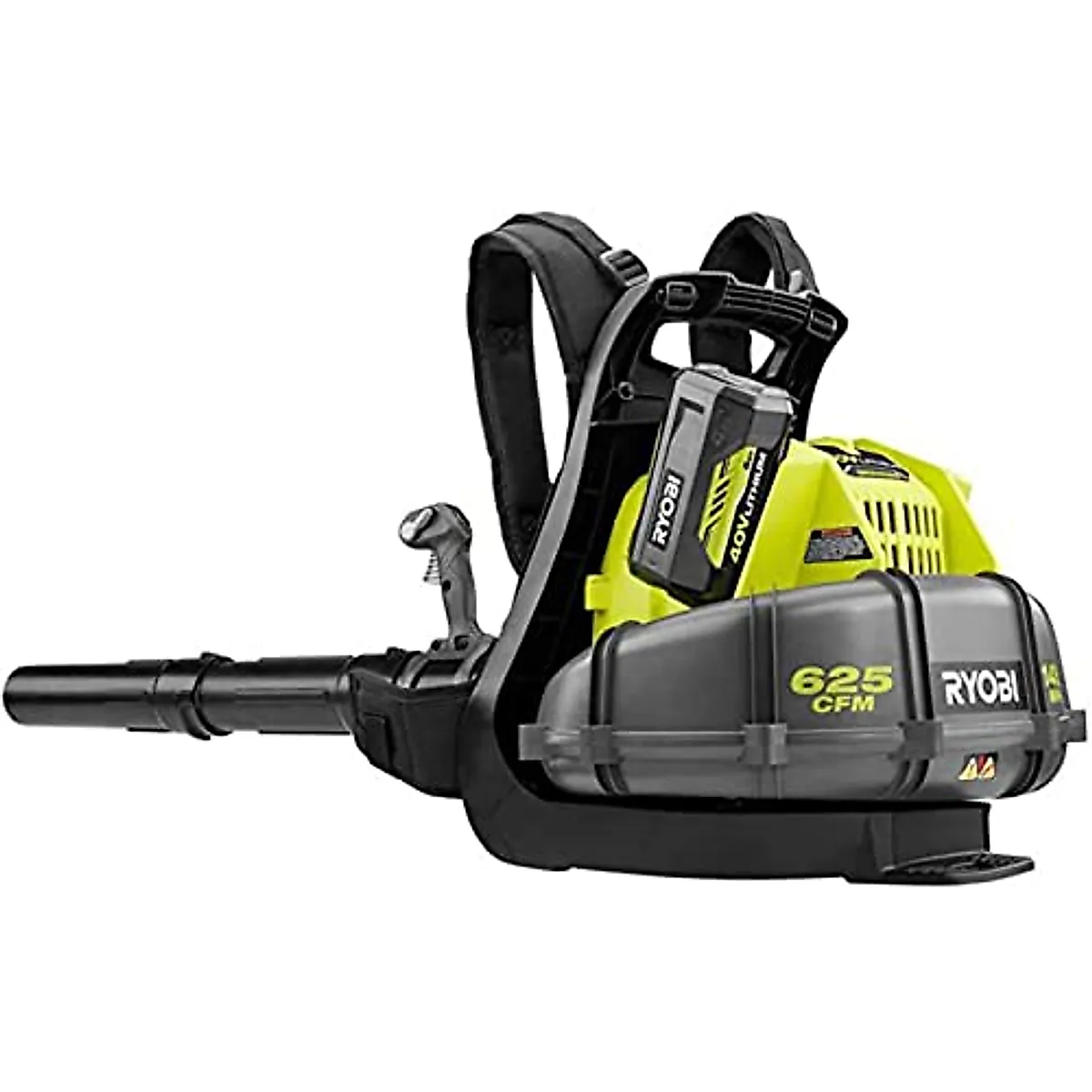 Ryobi RY40440 40 Volt 145 MPH 625 CFM Cordless Brushless Variable Speed Backpack Leaf Blower with Lithium-Ion Battery and Charge Kit
