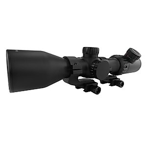 Monstrum 3-12x42 AO Rifle Scope with Illuminated Mil-Dot Reticle and Offset Reversible Scope Rings | Black