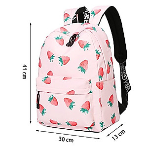 mygreen Backpack for Teens, Fashion Strawberry Pattern Laptop Backpack College Bags Shoulder Bag Daypack Bookbags Travel Bag Pink