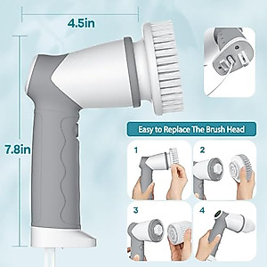 BOOHENKA Power Scrubbers for Cleaning Bathroom 2024, Shower Scrubber with LED Display, 2 Speeds, Electric Spin Scrubber for Cleaing Tile/Bathtub/Sink/Car