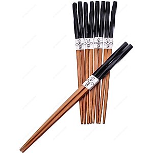 M.V. Trading 900241BK Japanese Bamboo Chopstick Twisted Design, Black, 5 Pairs