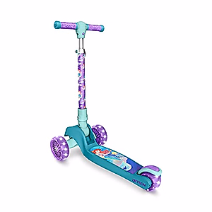 Jetson Little Mermaid LED Light-Up Wheels Scooter for Kids, Height-Adjustable, Easy Folding