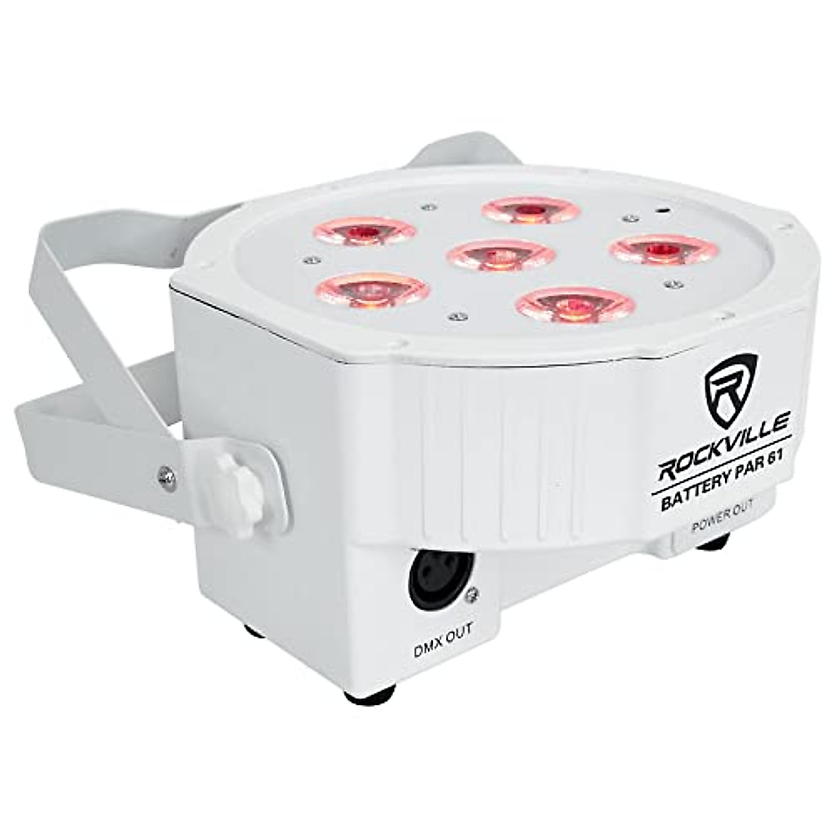 2) Rockville Battery PAR 61 White Rechargeable RGBWA+ DMX DJ Up-Lights+Remotes
