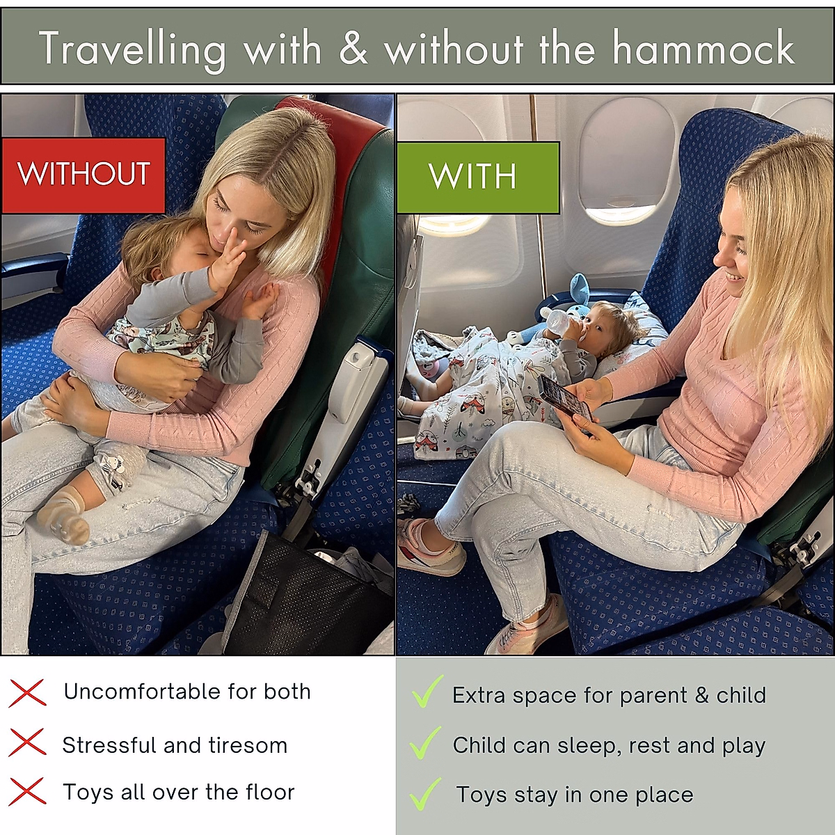 Little Traveler Airplane Seat Extender for Kids - Footrest & Toddler Airplane Bed - Toddler Airplane Travel Essentials - Toddler Plane Seat Extender & Airplane Kids Bed - Up to 4 Years of Age