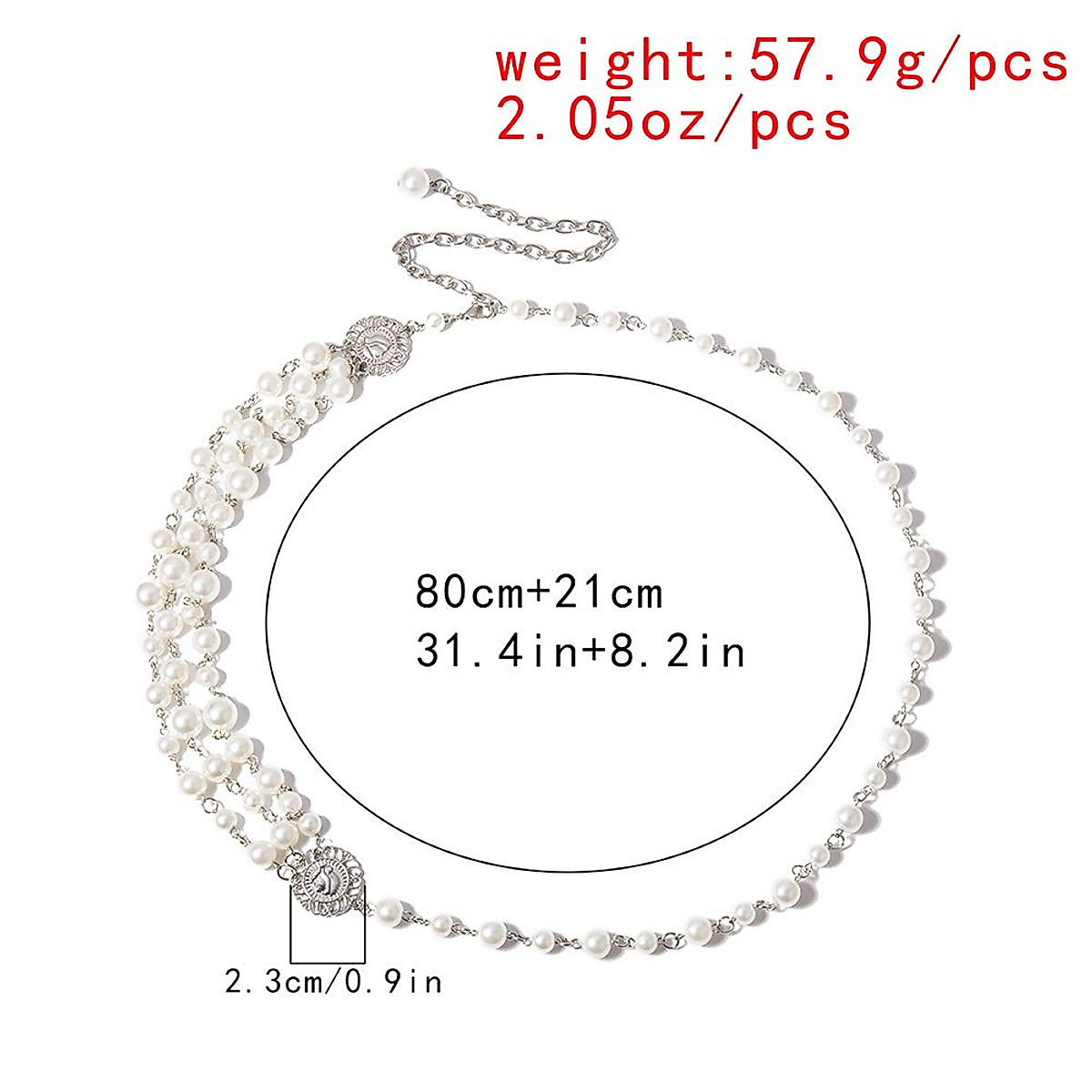 Xerling Pearl Waist Chain Multilayered Coin Pearl Chain Belly Chain for Women Girls Dress Decoration Bohemian Body Chain Waist Belt