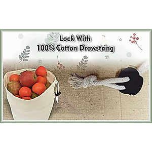 Linen Clubs GFI 100% Cotton 8- by 10-Inch Muslin Bags with Lock and cotton Drawstring, 12-Pack