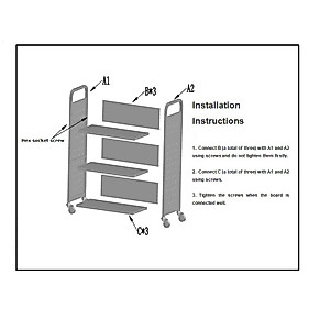 HHAA HA Library Rolling Book Cart with 3 Flat Shelves,Book Truck with Swivel Lockable Casters for Home,Office and School (Black)
