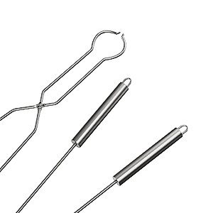 Fireplace Poker Grabber, Extra Long Fire Poker Stick & Firepit Tongs 40 Inch, Fireplace Tools for Fireplace, Camping, Wood Stove and Indoor Outdoor Use