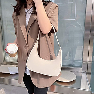BMTLFG Shoulder Bags for Women, Women's Shoulder Handbags, Underarm Bag Crescent, Clutch Purse with Zipper, Retro Business Leisure Beige