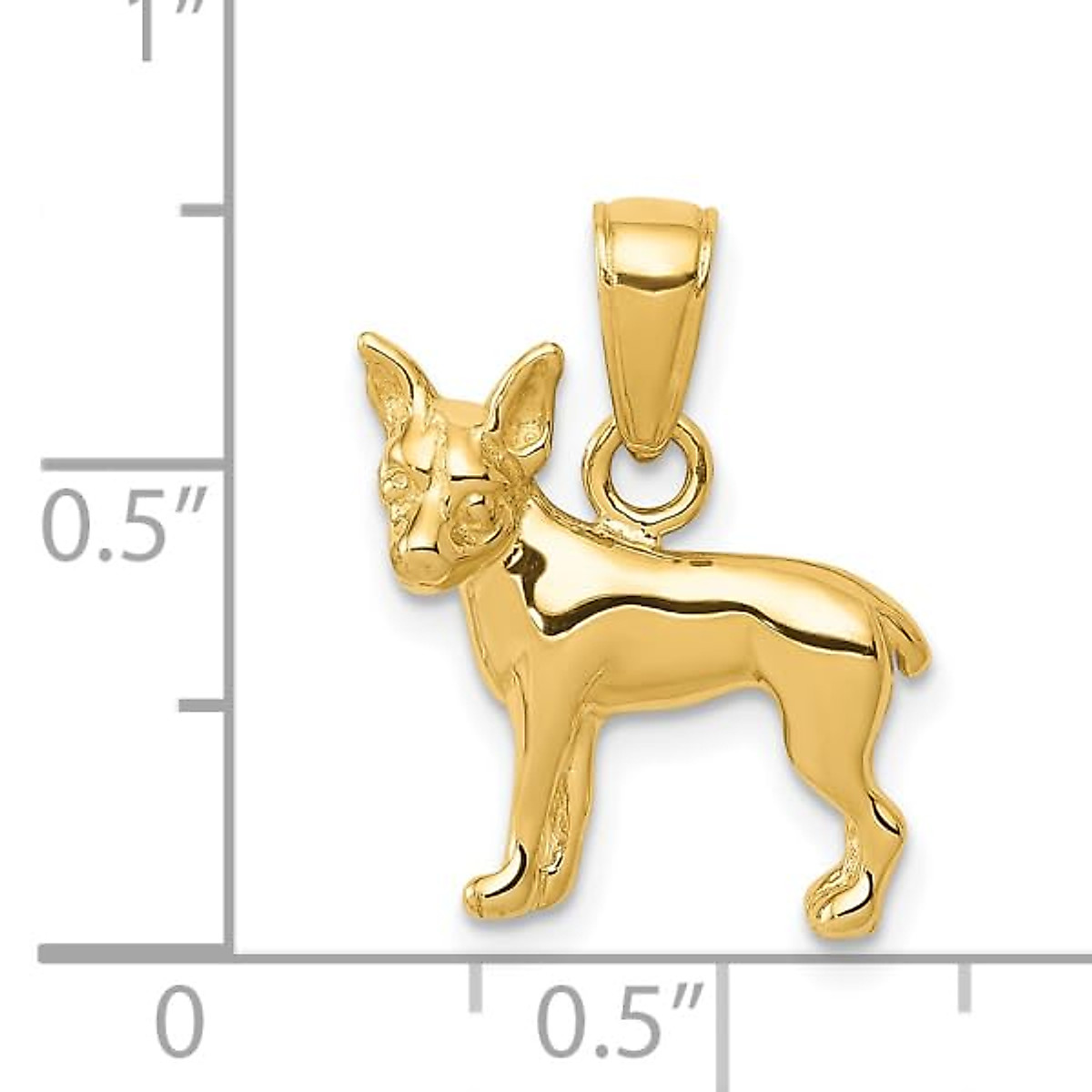 IceCarats 14K Yellow Gold Chihuahua Dog Necklace Charm Pendant 20mm x 16mm Only
