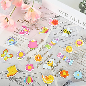 Whaline 360Pcs Spring Foam Stickers Cartoon Flower Butterfly Bee Foam Decals 20 Designs Hello Spring Self Adhesive Decorative Stickers for Spring Greeting Cards DIY Scrapbooking Home Wall Decor