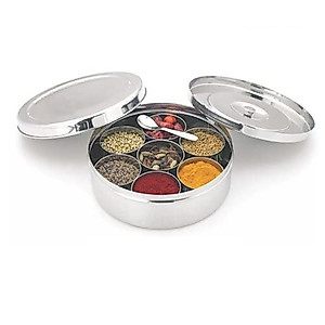 SHREESHANAIK Stainless Steel Masala Box,Stainless Steel Masala Dabba, Stainless Steel Spice Container, Indian Kitchen Spice Box for Chefs
