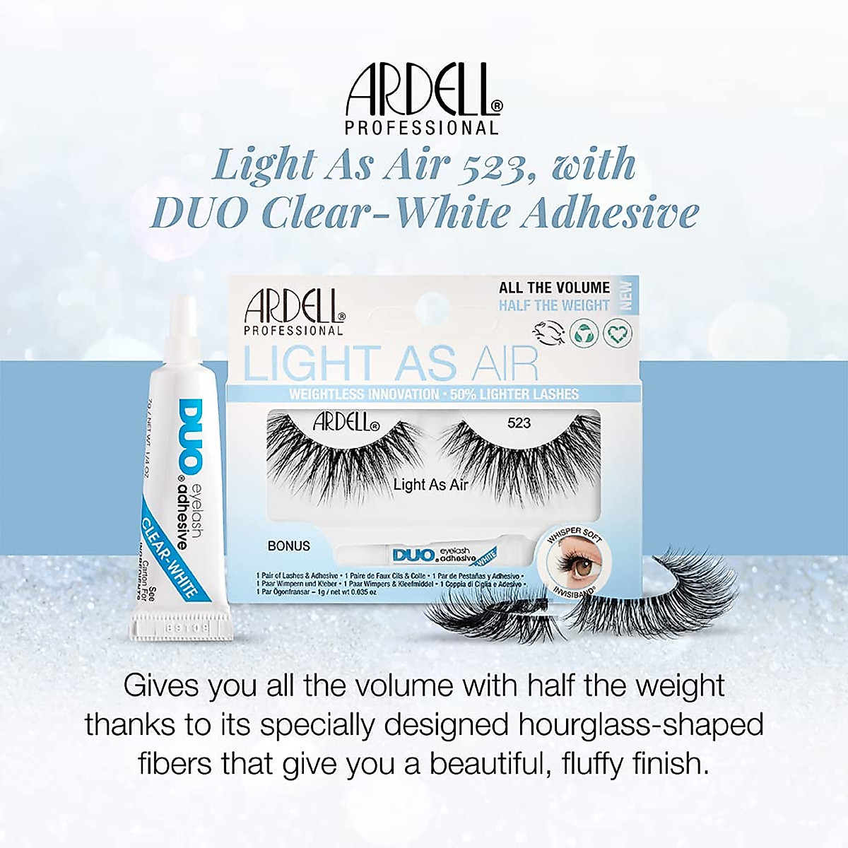 ARDELL Light As Air 523, plus a Bonus DUO Adhesive, 1g Clear
