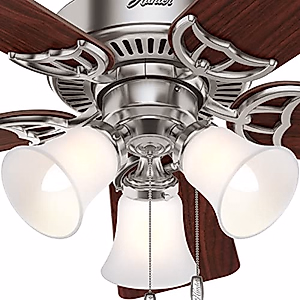 Hunter Fan Company, 51011, 42 inch Southern Breeze Brushed Nickel Ceiling Fan with LED Light Kit and Pull Chain