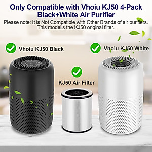 (4 PACK) KJ50 Replacement Filter Compatible with Vhoiu KJ50 Air Purifier Black/White, 360° Rotating 3-in-1 Filter of H13 True HEPA Filter, (Official Original Filter, Not Suitable for Other Models)