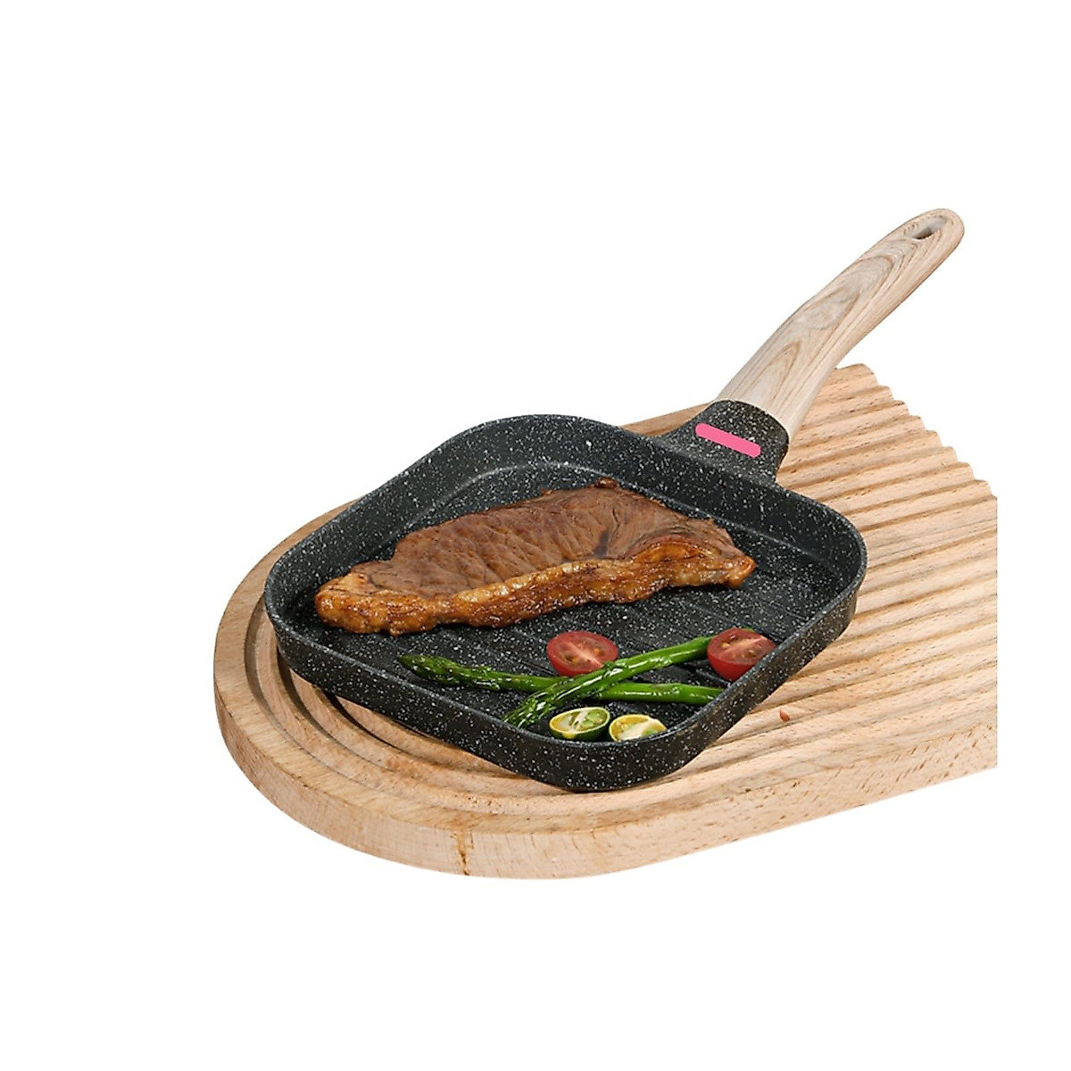 HUPECHAM Grill Pan MINI Size19cm/7.5 Inch For Indoor Cooking Non-Stick Granite, Griddle Pan For Stove Top, Steak Pan For Stove Top, Aluminum Skillet Griddle, Single Serve