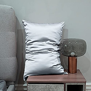 J JIMOO 100% Mulberry Silk Pillowcase for Hair and Skin, Both Sides 19 Momme Pure Natural Silk Pillowcases Soft Breathable Standard 20''×26'', Silver Grey 1 Pack