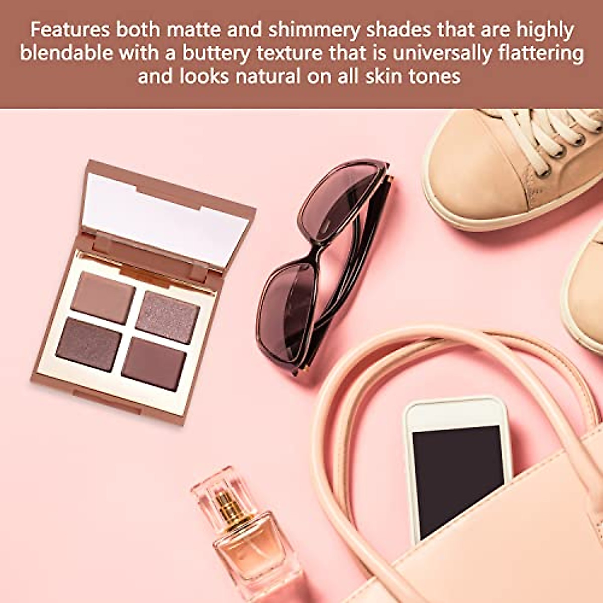 Mellow Cosmetic Eyeshadow Quad - Matte & Shimmer Shades - Eyeshadow Palette Kit for Women - Longwear, Highly Pigmented, Intense Color - Compact Eye Makeup Kit (Rhea)