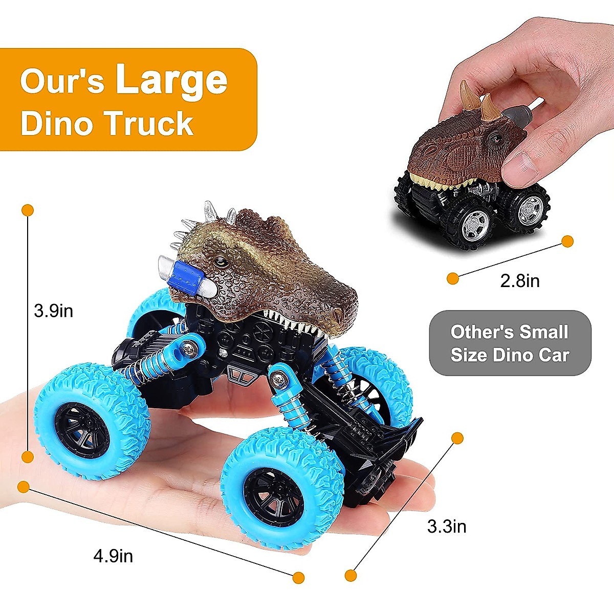 Yutin Dinosaur Car Toys for 2 3 4 5 Year Old Kids Boys, Dino Monster Trucks for Toddler, Pull Back Cars for Children Age 3-5 Christmas Birthday Gift