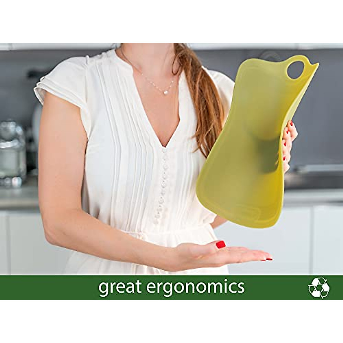 IMEKO TPU Cutting Board, BPA Free, Knife Friendly, Flexible, Dishwasher Friendly, Space Saving, Ergonomic Design, Chopping Mat - Olive Green - Size: Medium 13.7" x 9.4"- W: 10 oz.