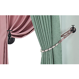 Sumnacon 2 Pcs Industrial Pipe Coat Hook Racks- Heavy Duty Rustic Hat Robe Towel Holder Hanger, Wall Mounted Clothing Racks with Hardware for Home, Office, Electroplated Black Finish