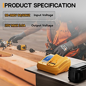 LILEIPOWER Replacement Battery Charger for Dewalt 20V Max Battery Charger DCB101 DCB105 DCB115 DCB107, Compatible with Dewalt 12V/20V MAX Lithium Ion Battery (Yellow, 【1-Port】 Charger)