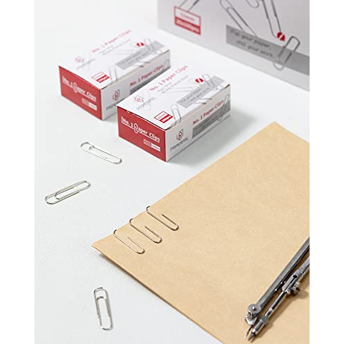PAPERPAL #1 Nonskid Paper Clips, 2000 Medium Paper Clips (20 Boxes of 100 Each), Bulk Paperclips for Office School & Personal Use, Daily DIY, 1-2/7" Silver Heavy Duty Non-Skid Paper Clip Standard Size