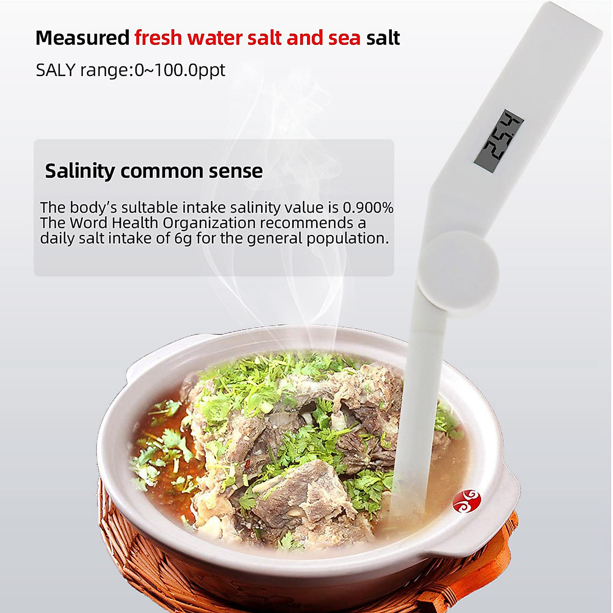 Digital Salinity Tester,Digital Salinity Tester for Salt Water,Foldable Design High Accuracy Quick Response 0 to 100ppt Pool Salt Tester for Seawater, Aquariums, Marine Monitoring, Pool Salt Test