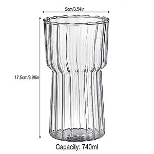 URMAGIC Creative Glass Cup,25Oz Cute Glass Cup,Vintage Drinking Glasses,Creative Glass Cups,Aesthetic Cups,Bar Glassware,Beverage Glasses,Clear Glass Cup for Coffee Juice Water Milk Beer Wine