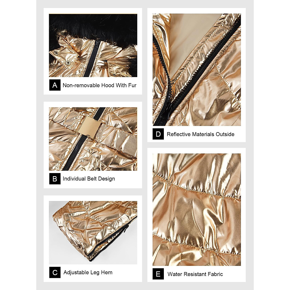 Aurgelmir Women Winter Ski Suit Fur Collar Coat Ski Jumpsuit Snowsuit