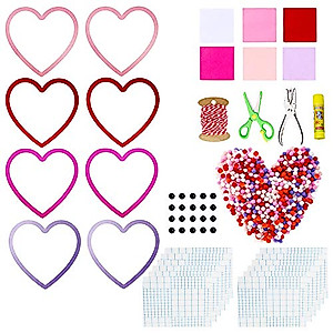 Exquiss 1200pcs Valentine Tissue Paper Suncatchers Heart Craft Valentine’s Day Heart Suncatchers Craft for Mother's Day Gift Kids Craft DIY Crafts