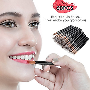 50Pcs/Set Lip Brushes, Disposable Lip Brush Lip Gloss Makeup Brush, Lipstick Gloss Wands Applicator Cosmetic Tool Kits（Black）