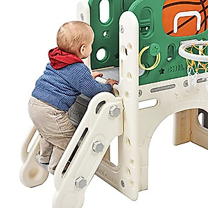 8-in-1 Toddler Indoor and Outdoor Castle Playset, Kids Baby Slide Set Playground Backyards for Age 1-3 (02)