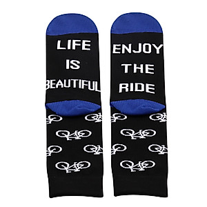 TSOTMO Bicycle Socks Bike Gift Cycling Sport Socks Cyclist Gifts Riding a Bicycle Gift Life Is Beautiful Enjoy The Ride Socoks For Bicycle Lovers (Life Ride)