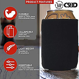 CSBD Beer Can Coolers Sleeves, Soft Insulated Reusable Drink Caddies for Water Bottles or Soda, Collapsible Blank DIY Customizable for Parties, Events or Weddings, Bulk, (Red, White, & Blue 12 Pack)