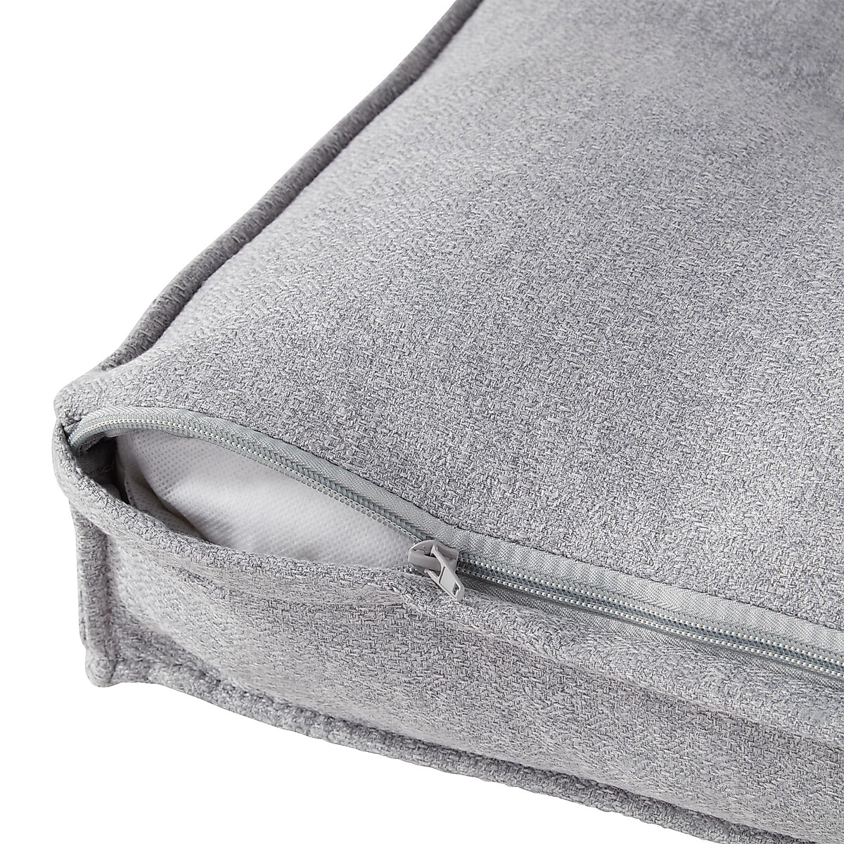 Happy Hounds Milo Square Tufted Pillow Dog Bed, Cement, Small (24" x 24"), 24.0" L x 24.0" W x 5.0" Th