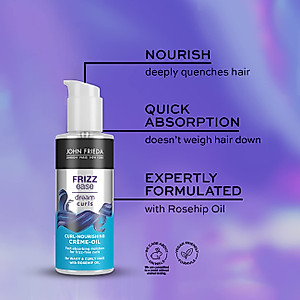 John Frieda Frizz Ease Dream Curls Fast Absorbing & Nourishing Curl Crème Oil for Soft & Defined Curls 100 ml for Wavy & Curly Hair