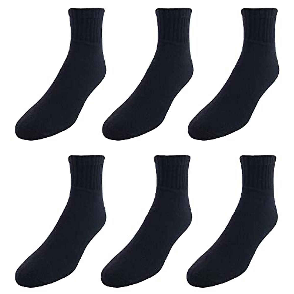 Everlast Men's Full Cushioned Quarter Socks (6 Pack), Black