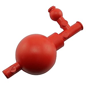 JCBIZ Lab Pipette Filler Bulb 3 Valves Rubber Pipets, Red Three Valve Safety Pipette Filler