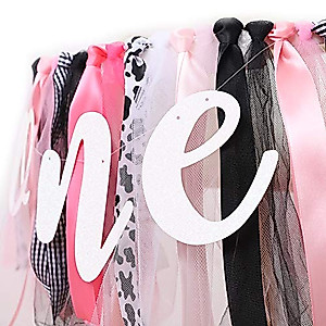 Wahawu Cow Print Birthday High Chair Banner - First Birthday Highchair Banner , Pink Cow Banner for 1st Birthday , Holy Cow Im One Birthday Decorations Girl , Farm One Birthday Decorations