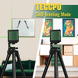 Self-Leveling Laser Level, TECCPO 100ft/30m Green Cross Line Laser, ±3mm/10m Leveling Accuracy, Horizontal and Vertical Line for Construction Picture Hanging, Home Renovation Floor Tile