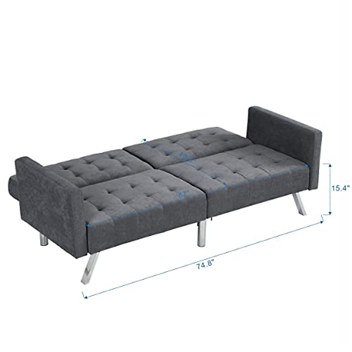 petolovty 75in Modern Convertible Folding Futon Sofa Bed, Folding Recliner Lounge Futon Couch for Living Room, Loveseats Sofa Bed for Compact Living Room, 75x32x30inch(WxDxH)