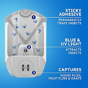1-Pack Zevo Fly Trap for Indoors, Plug-in, 1 Pack, Kills Flies, Fruit Flies, Gnats, Moths (1 Device & 1 Cartridge) in The tituaa Box